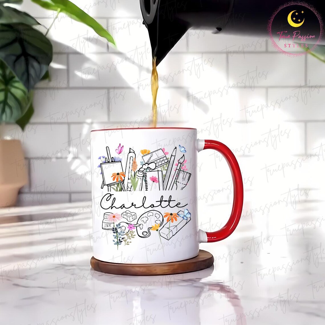 Personalized Artist Mug, Custom Floral Artist Mug, Art Lover Gift, Art ...