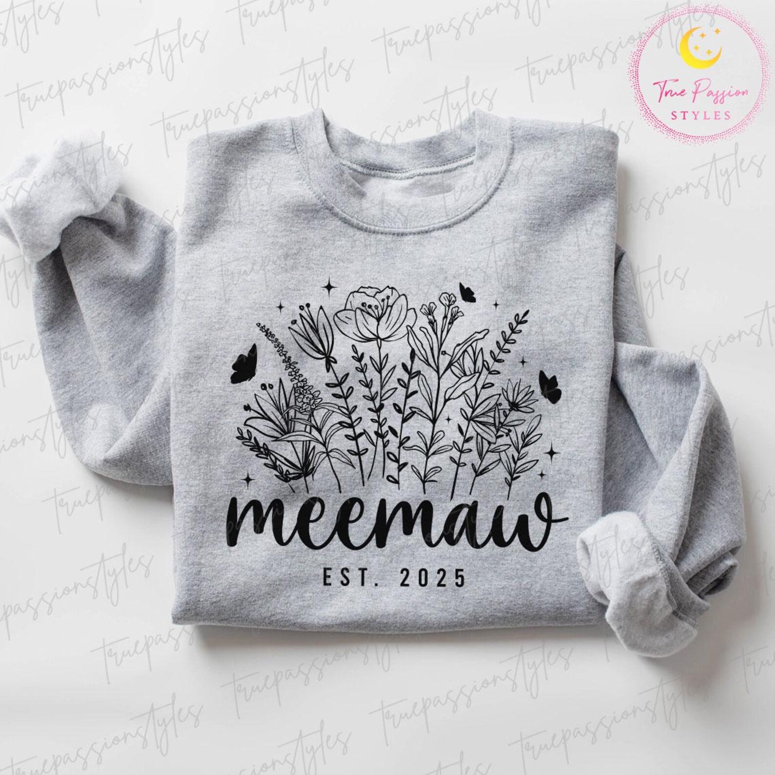 Custom Meemaw Sweatshirt, Wildflower Meemaw Sweater, Promoted to Meemaw ...
