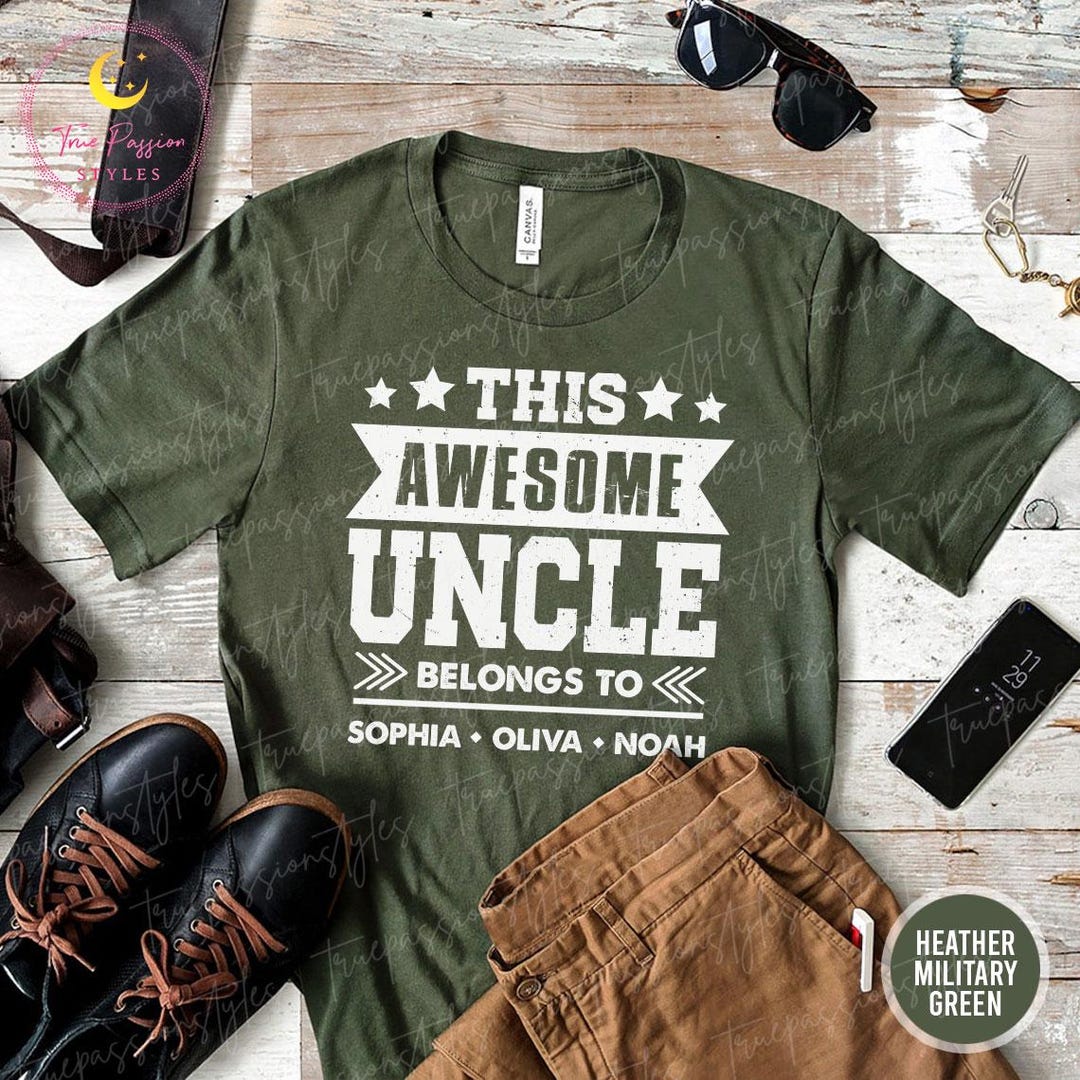Custom Uncle Shirt With Kids Names, Fathers Day Gift for Uncle ...