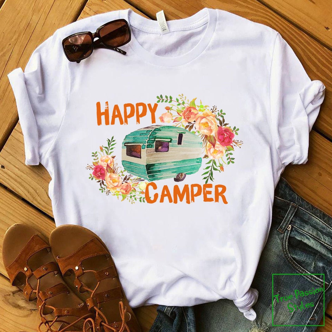 Happy Camper T-shirt, Camping Gift Idea for Cool Campers, Camp Van With ...