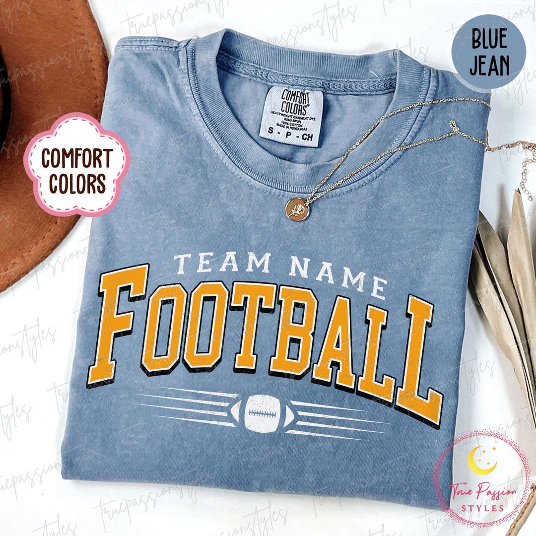 Comfort Colors® Custom Football Shirt, Retro Football Tshirt, Football ...