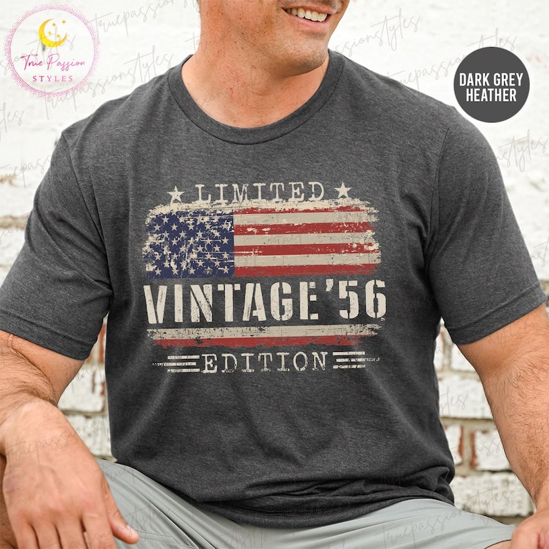 Custom 70th Birthday Gift, 1956 Vintage Flag Shirt, 70th Bday Tshirt ...