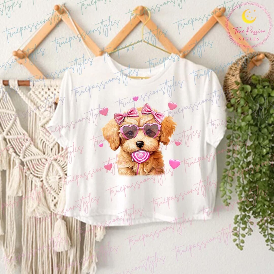 Goldendoodle Coquette Crop Top, Dog Vanlentines Crop Top, Pink Dog ...