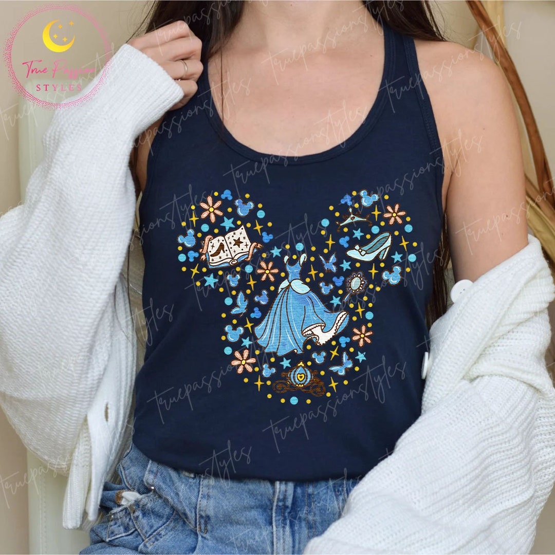 Cinderella Tank Top, Cinderella Mouse Head Ladies Tank, Cinderella ...