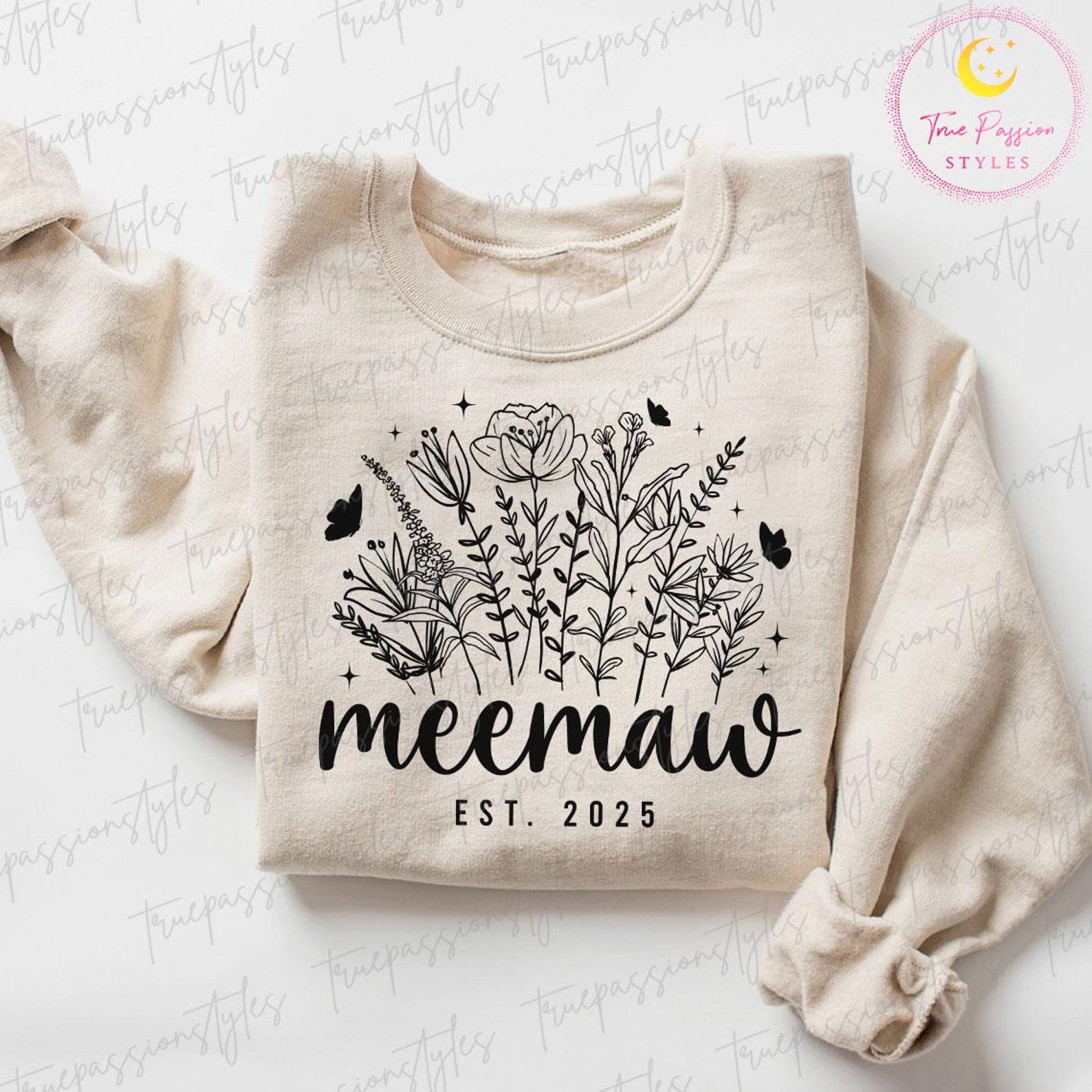 Custom Meemaw Sweatshirt, Wildflower Meemaw Sweater, Promoted to Meemaw ...