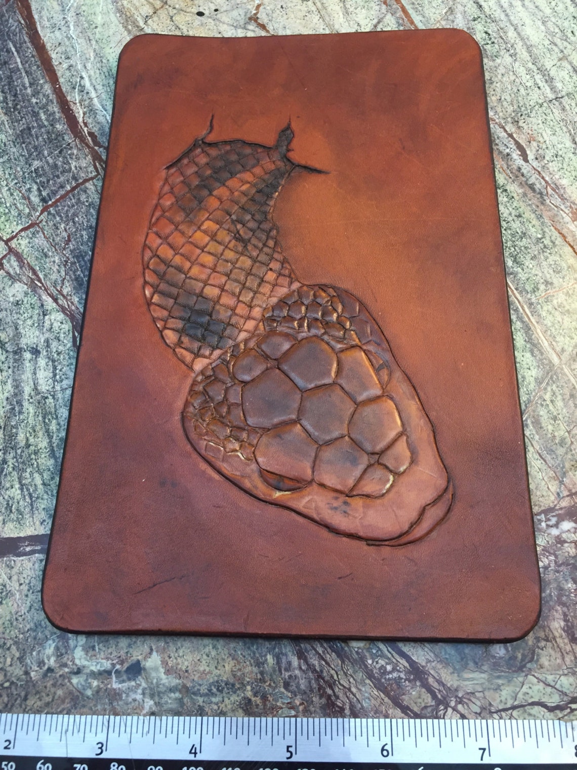 Custom Tooled Leather Mouse Pad - Snake Design - Etsy