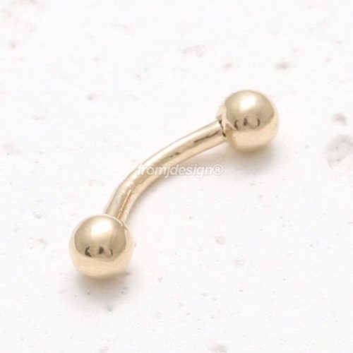 14k Gold Daith Piercing Double Bezel Cz Curved Barbell..16g..6 | Etsy