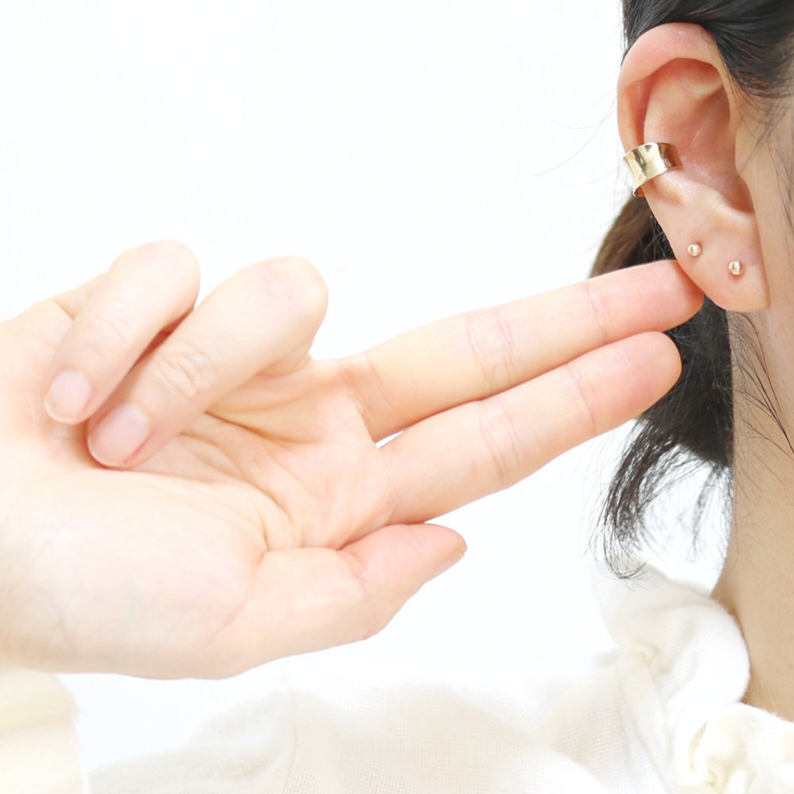 14K 18K Solid Gold Simple Minimalist Tube Pipe Non Pierced Ear | Etsy