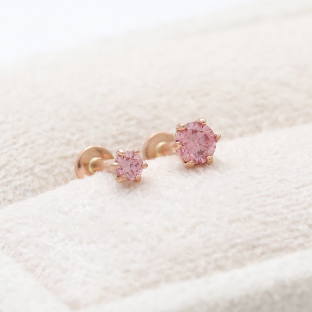 14K Soild Gold 2mm, 2.5mm, 3mm or 4mm Pink Lab Grown Diamond 5 Prongs ...