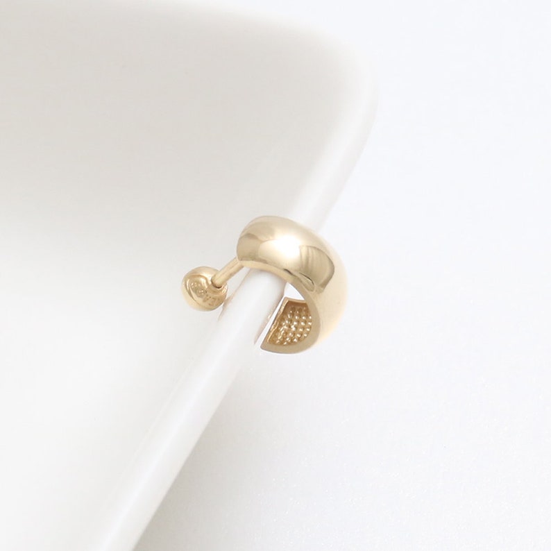 14K 18K Solid Gold Various Widths Minimalist Round Tube Ear Hoop Stud ...