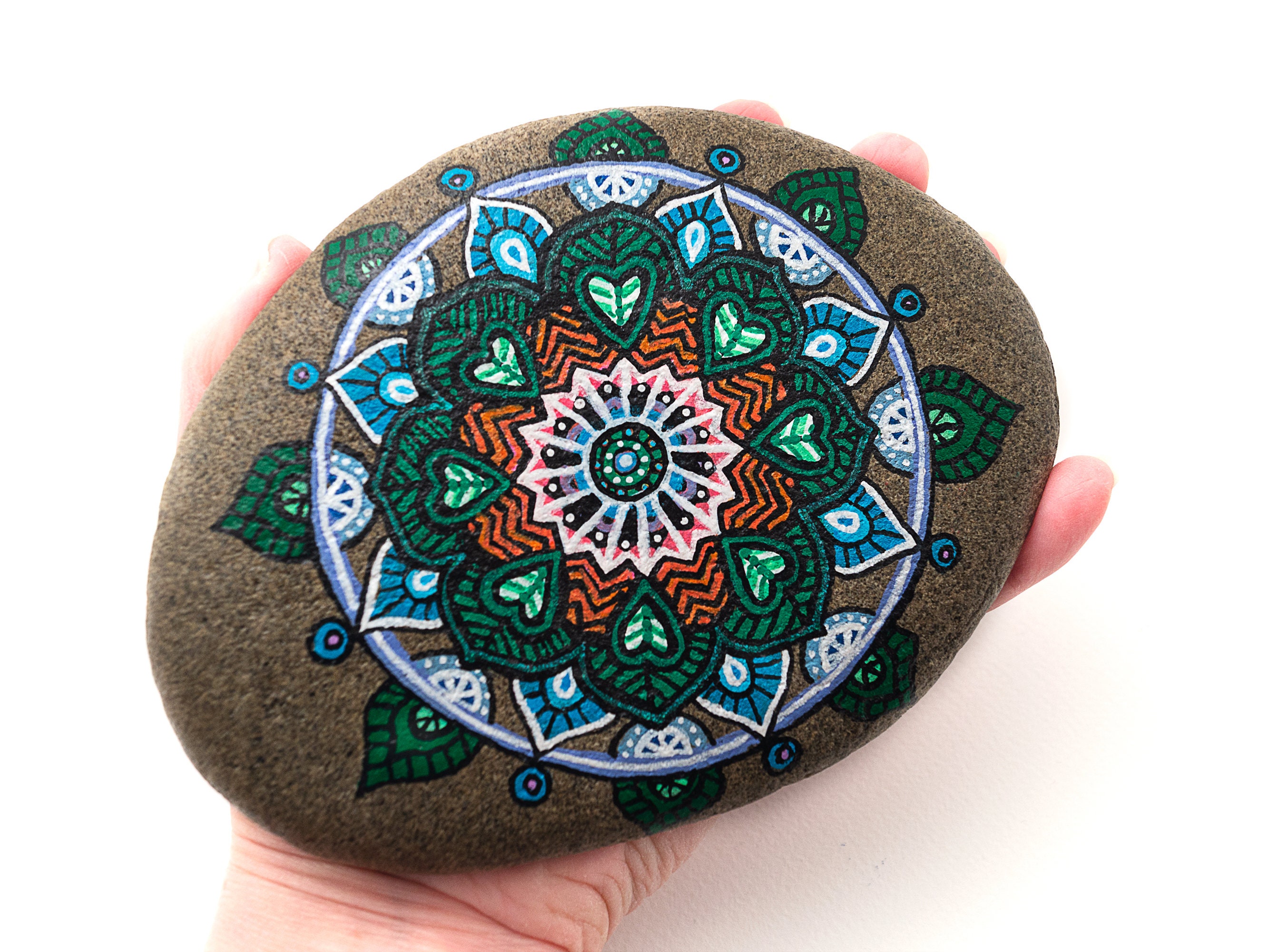 Mandala Stone Hand Painted Rock Art Pattern on Both Sides - Etsy