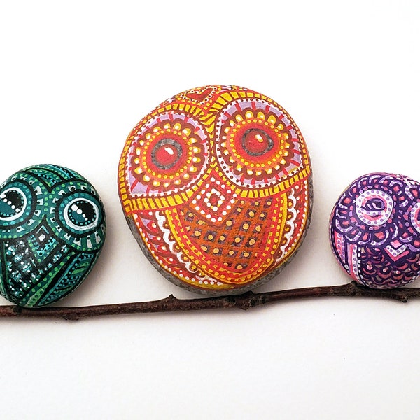 Owl Rock Painting - Etsy