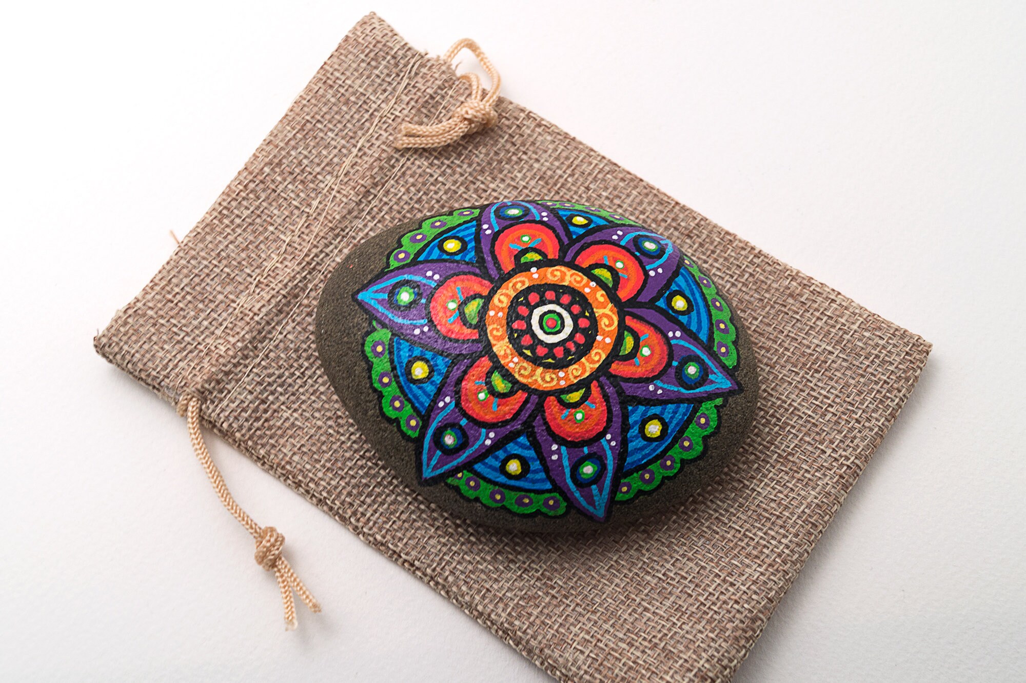 Colorful Mandala Art Stone, Secret Message, Yoga Meditation Decor, I ...