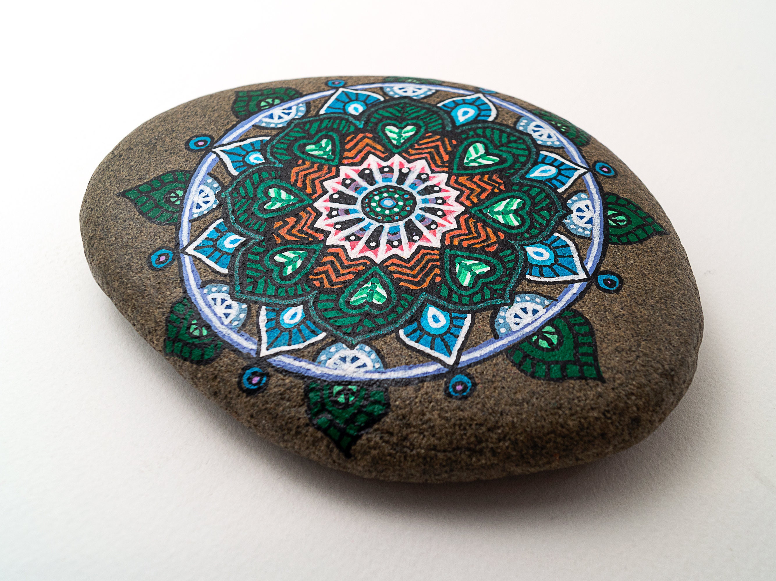 Mandala Stone Hand Painted Rock Art Pattern on Both Sides - Etsy