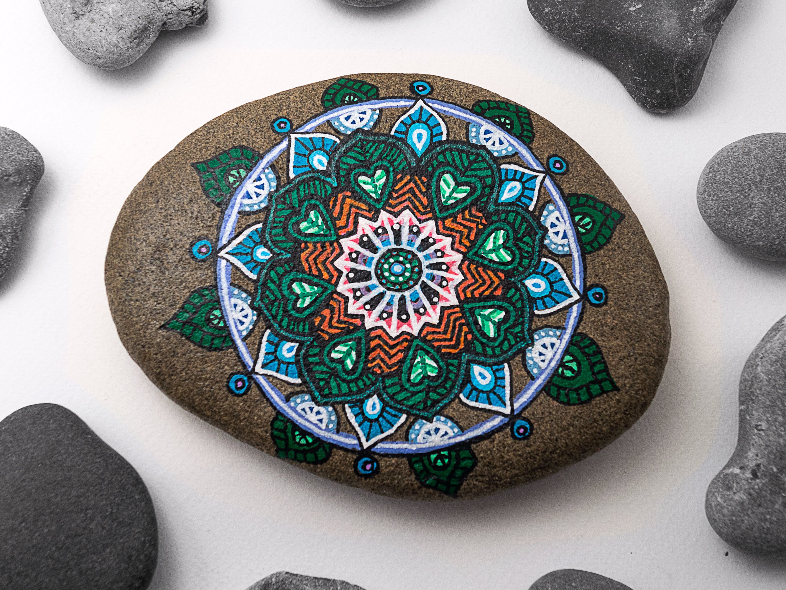 Mandala Stone Hand Painted Rock Art Pattern on Both Sides - Etsy
