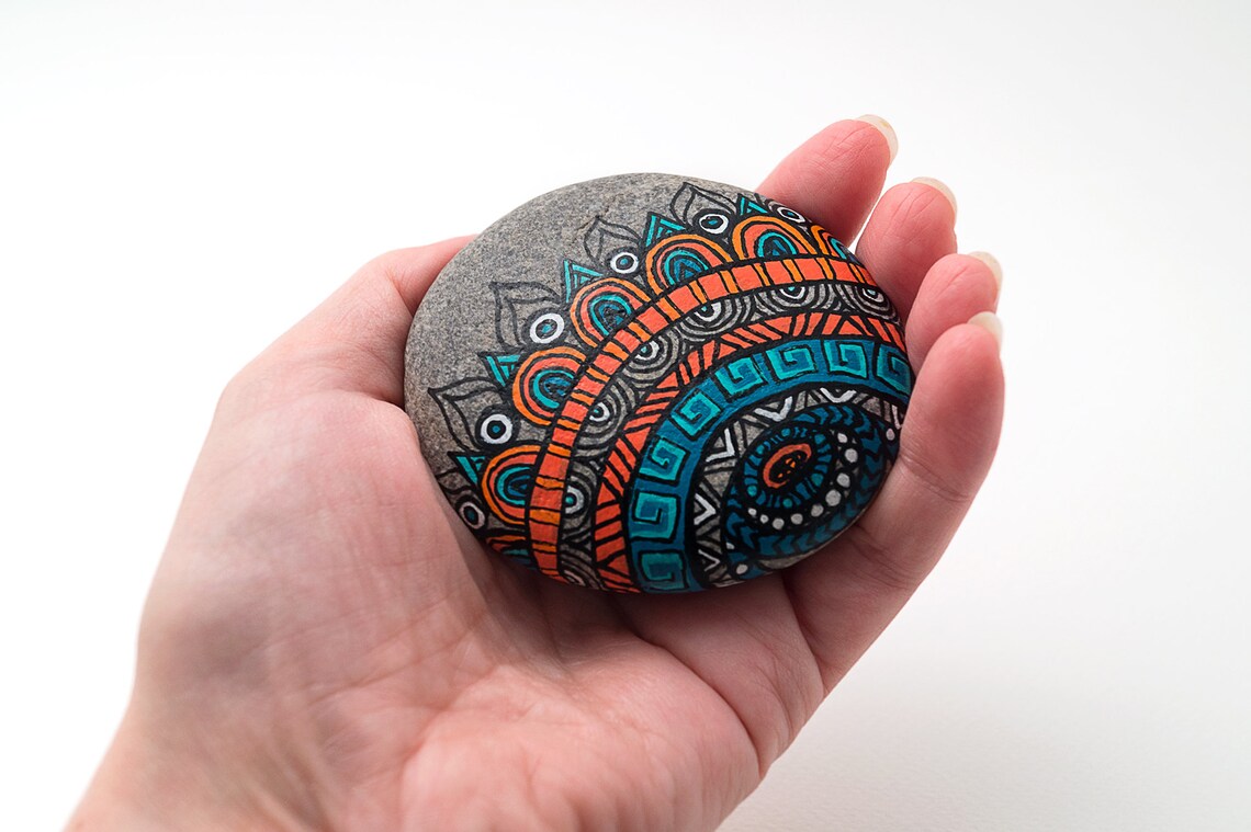 Mandala Art Hand Painted Rock Pattern on Both Sides - Etsy