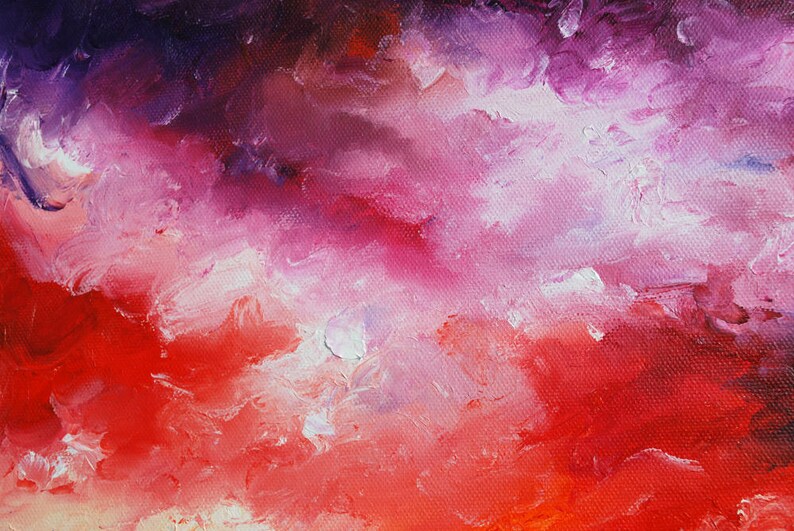 Contemporary Texture Finger Painting, Original Modern Sunset Oil ...