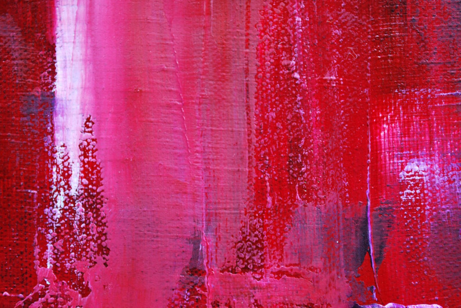Original Red Abstract Impressionism Oil Painting, Modern Minimalist Art ...