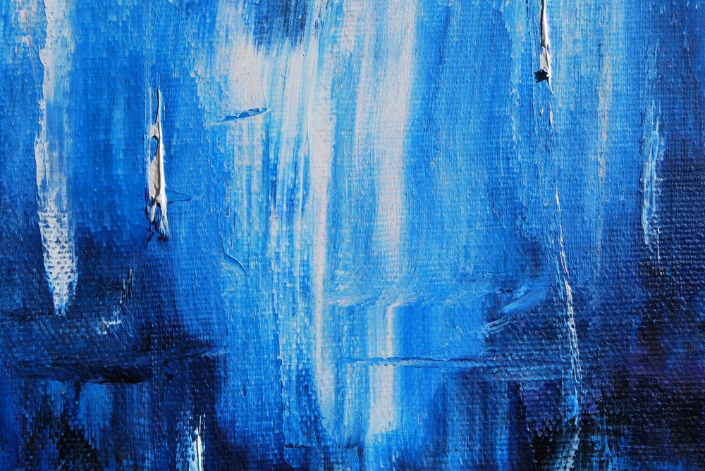 Original arte moderno monocromático azul y blanco, pintura al óleo ...