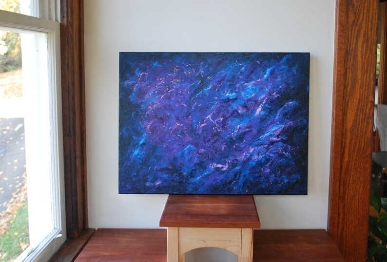 Original Blue and Purple Abstract Cosmos Oil Painting | Etsy