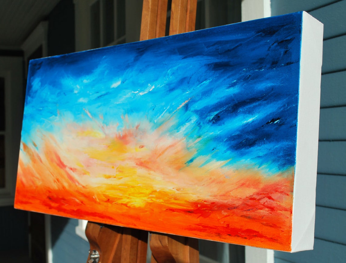 Original Abstract Impressionism Sunset Oil Painting - Etsy