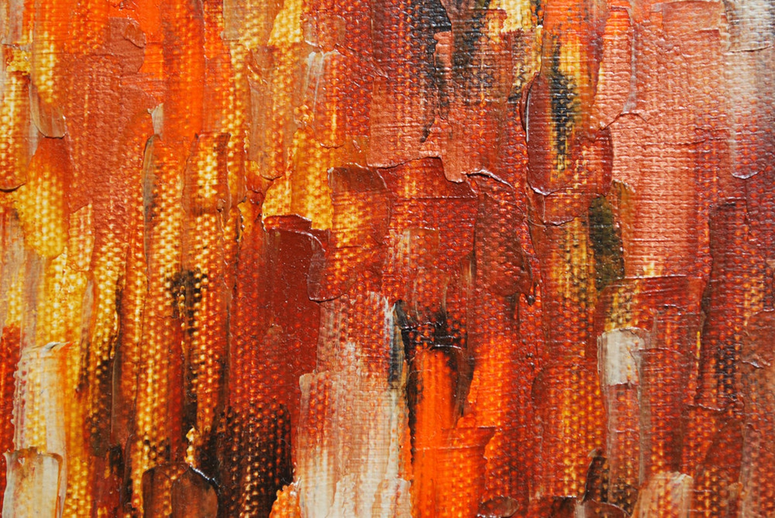 Original Texture Abstract Oil Painting, Neutral Orange and Brown ...