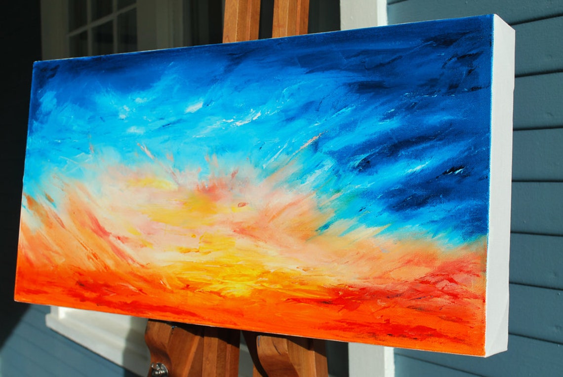 Original Abstract Impressionism Sunset Oil Painting - Etsy