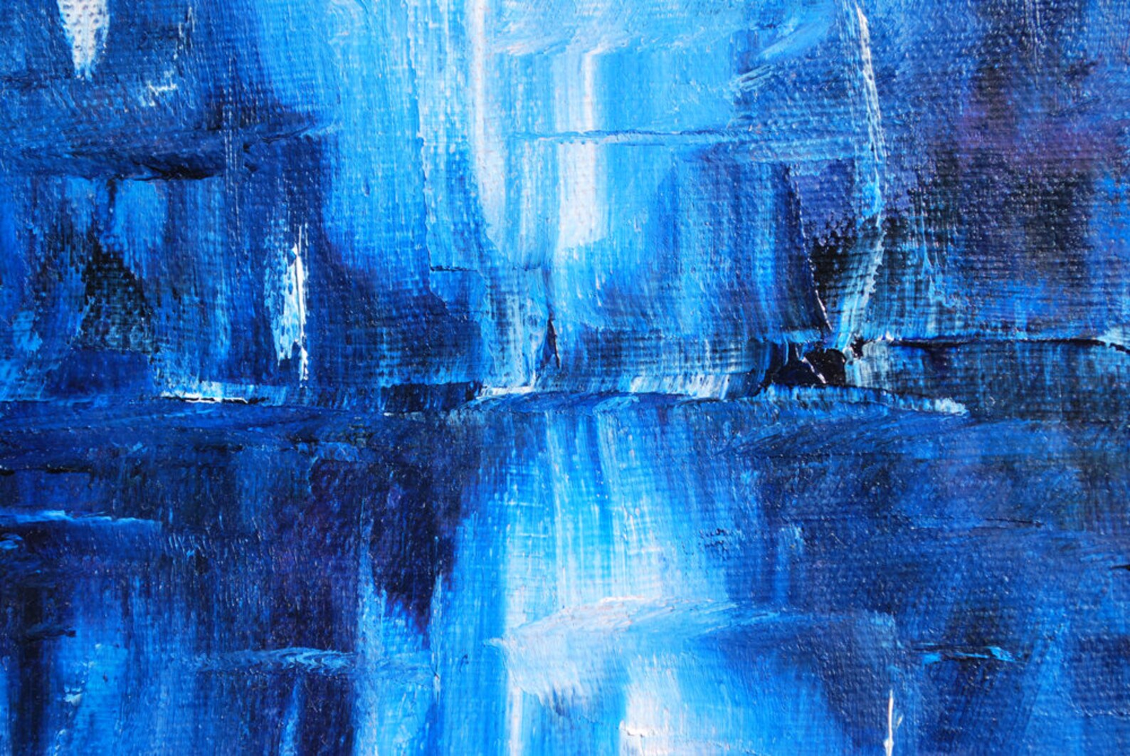 Original Monochromatic Blue and White Modern Art, Contemporary ...