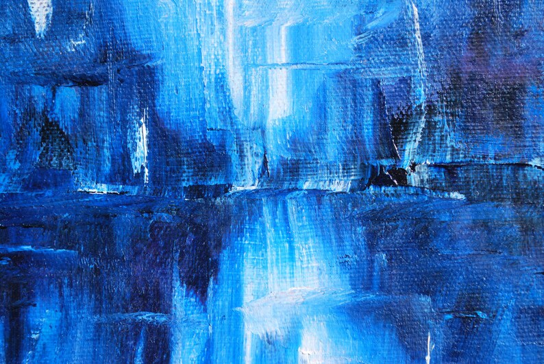 Original Blue and White Oil Painting, Contemporary Abstract Palette ...