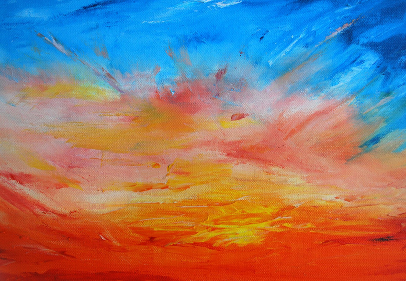 Original Abstract Impressionism Sunset Oil Painting, Contemporary ...