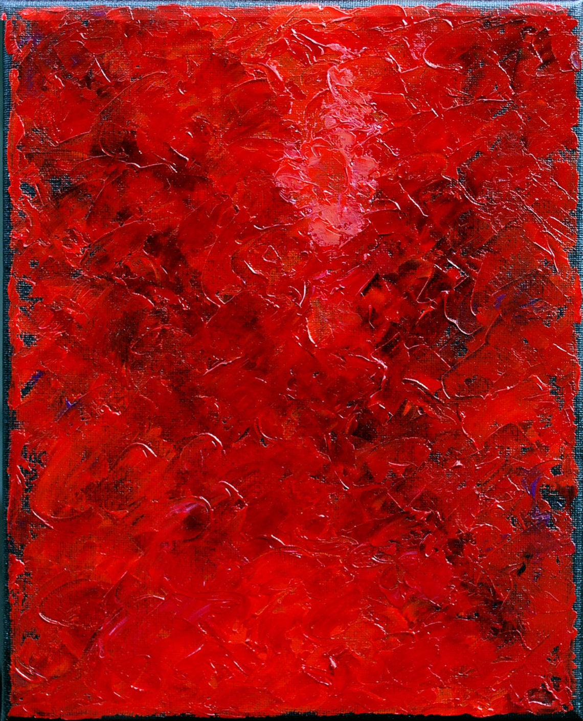 Unique Red and Black Expressionist Abstract Oil Painting, Small ...