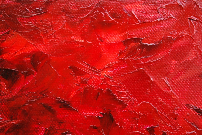 Contemporary Monochromatic Oil Painting, Dark Red Modern Art ...