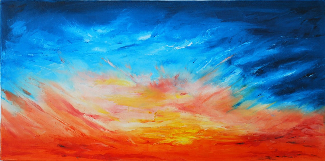 Original Abstract Impressionism Sunset Oil Painting - Etsy