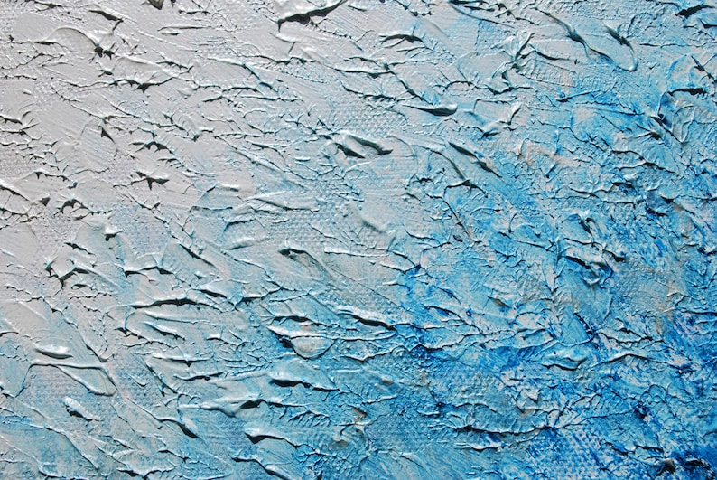 Original Abstract Blue Iridescent Oil Painting, Square 10 X 10 Canvas ...