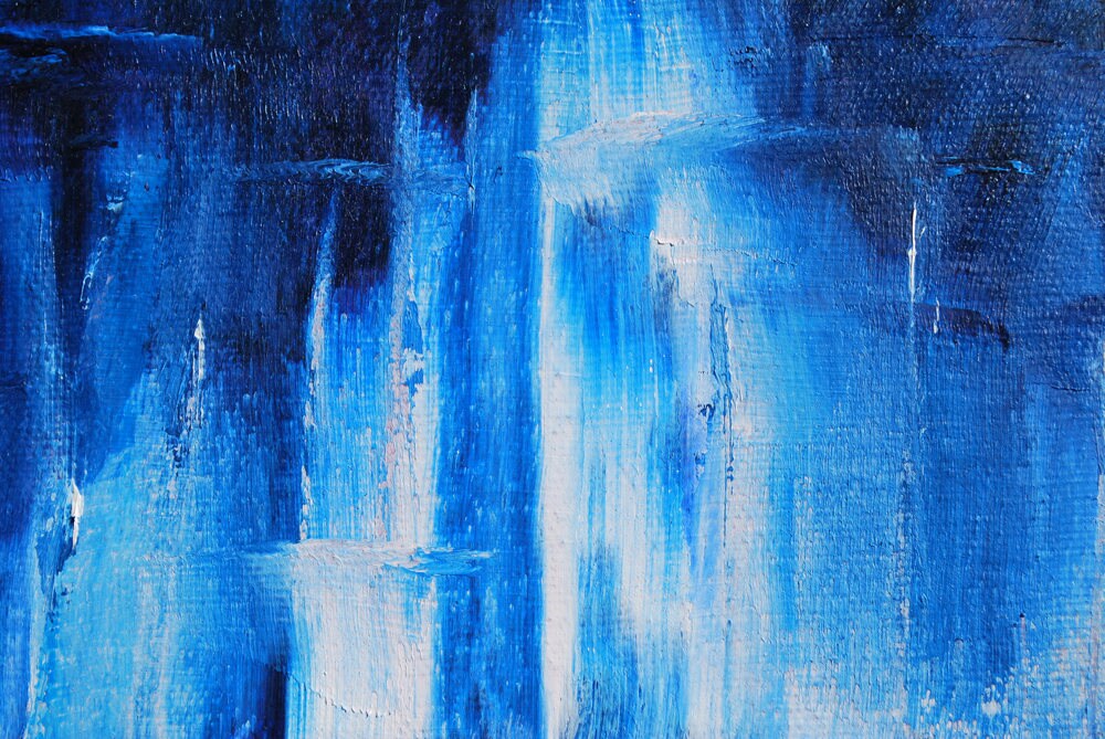 Original Monochromatic Blue and White Modern Art, Contemporary ...