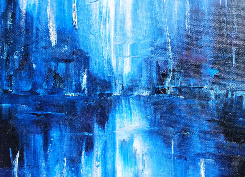 Original Monochromatic Blue and White Modern Art, Contemporary ...