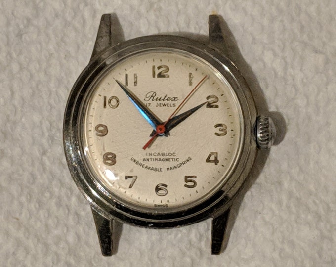 Vintage Military Style 1950's Rutex Mechanical Wrist Watch With Swiss ...