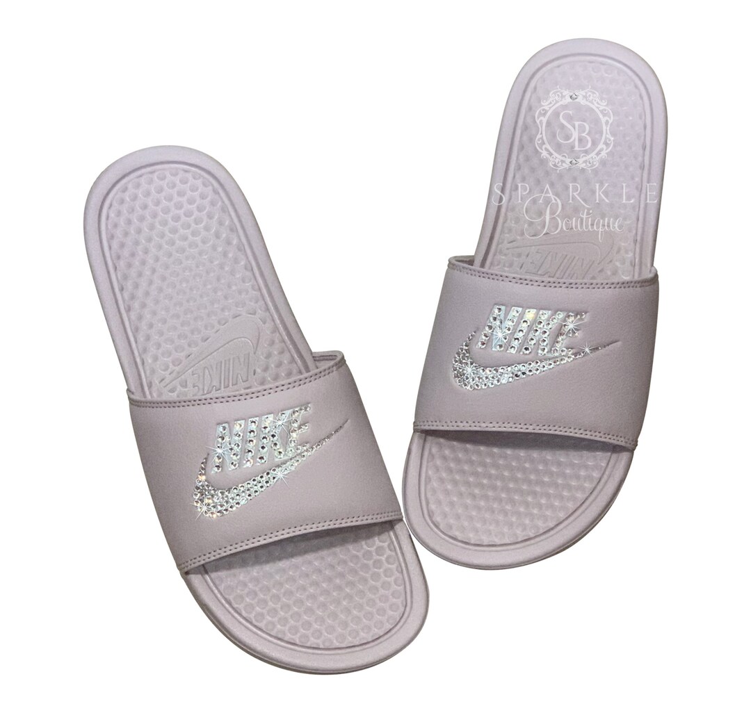 Women's Nike Slides Rose Color Bedazzled With Swarovski - Etsy