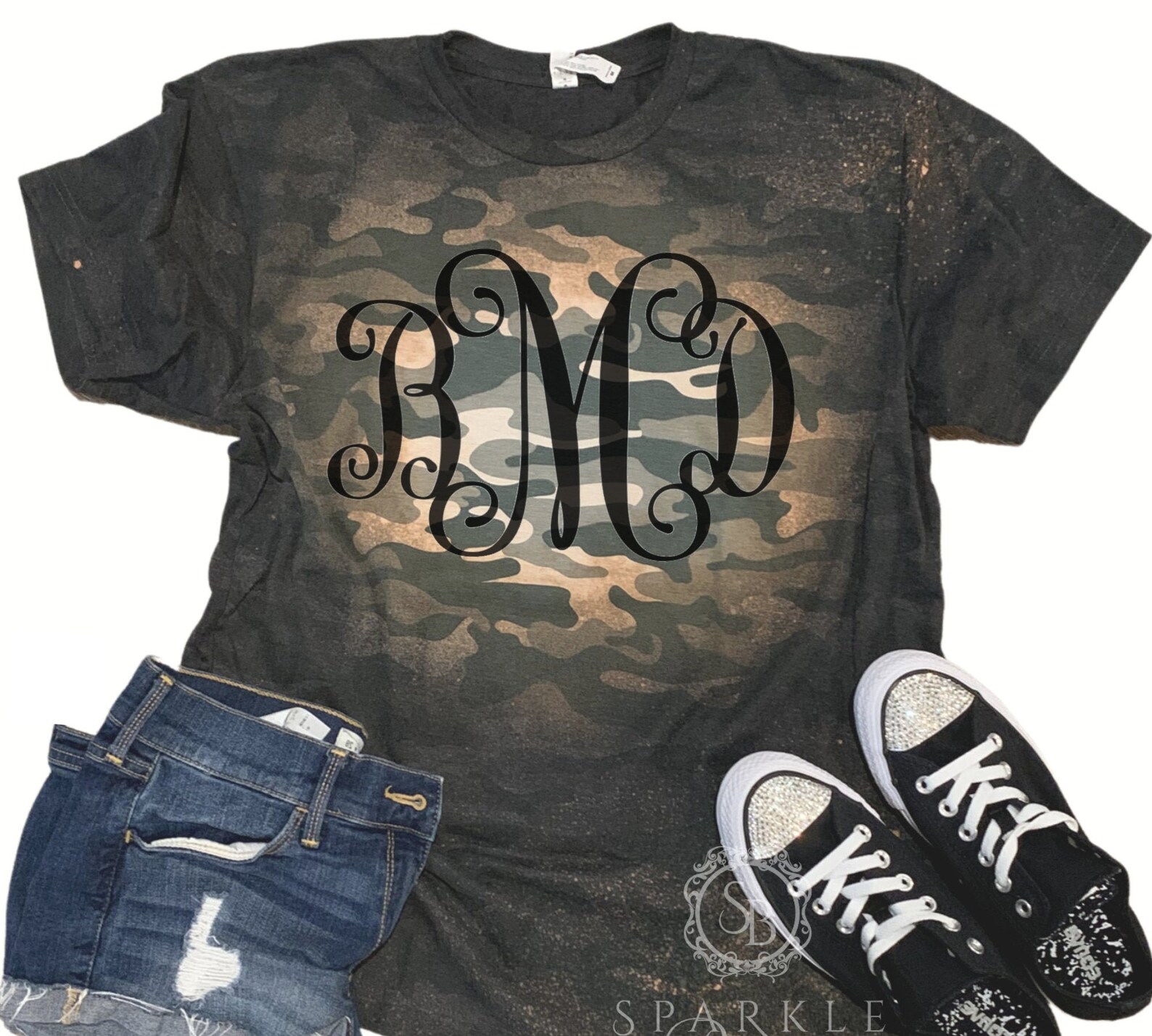 Monogram Camouflage Shirt, Bleached Camouflage Shirt, Custom ...