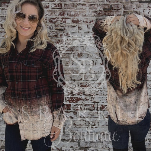 Vintage Distressed Bleach Flannel Shirts - Etsy