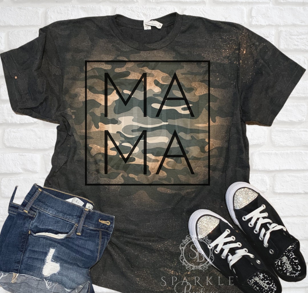 Mama Camouflage Shirt, Mom Bleached Camo Shirt, Custom Distressed ...