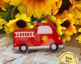 Fire Truck Keychain - Etsy
