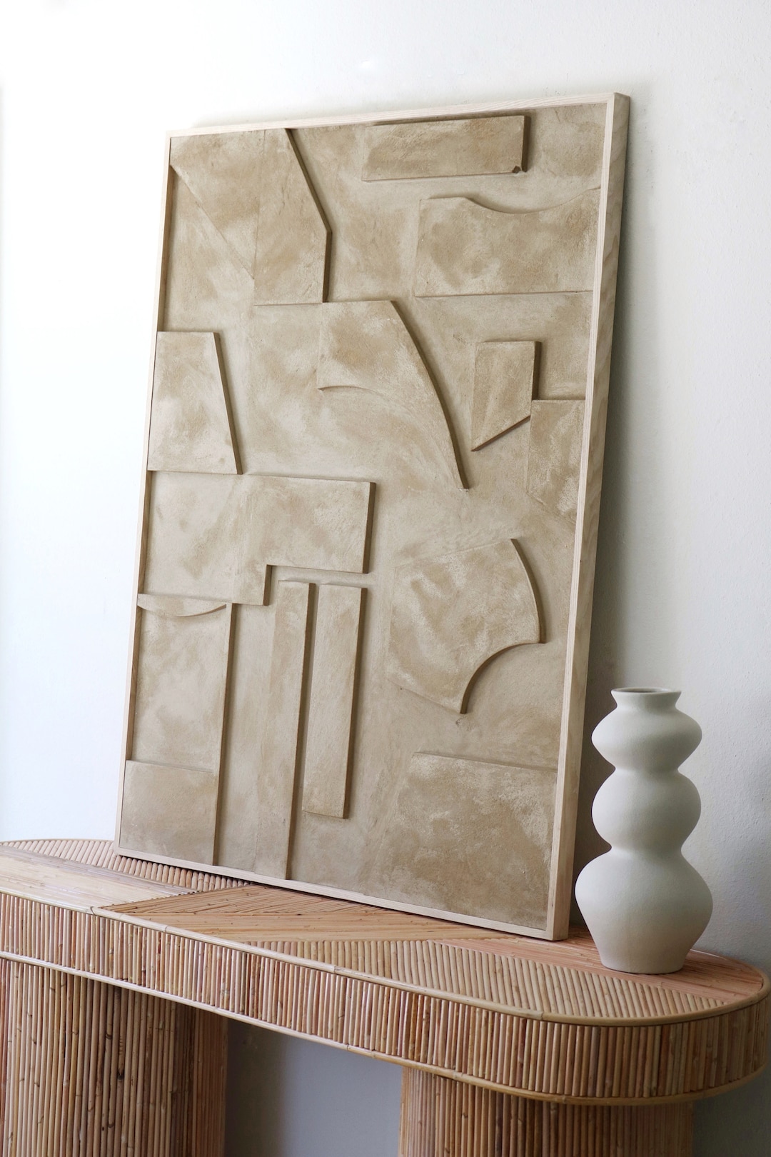 Wood Wall Art, Texture Art, Plaster Art, Modern Plaster Art, Geometric ...