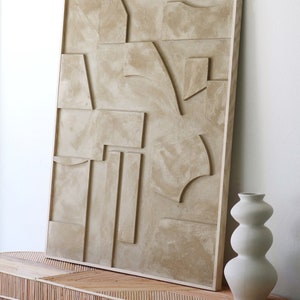 Wood Wall Art, Texture Art, Plaster Art, Modern Plaster Art, Geometric ...