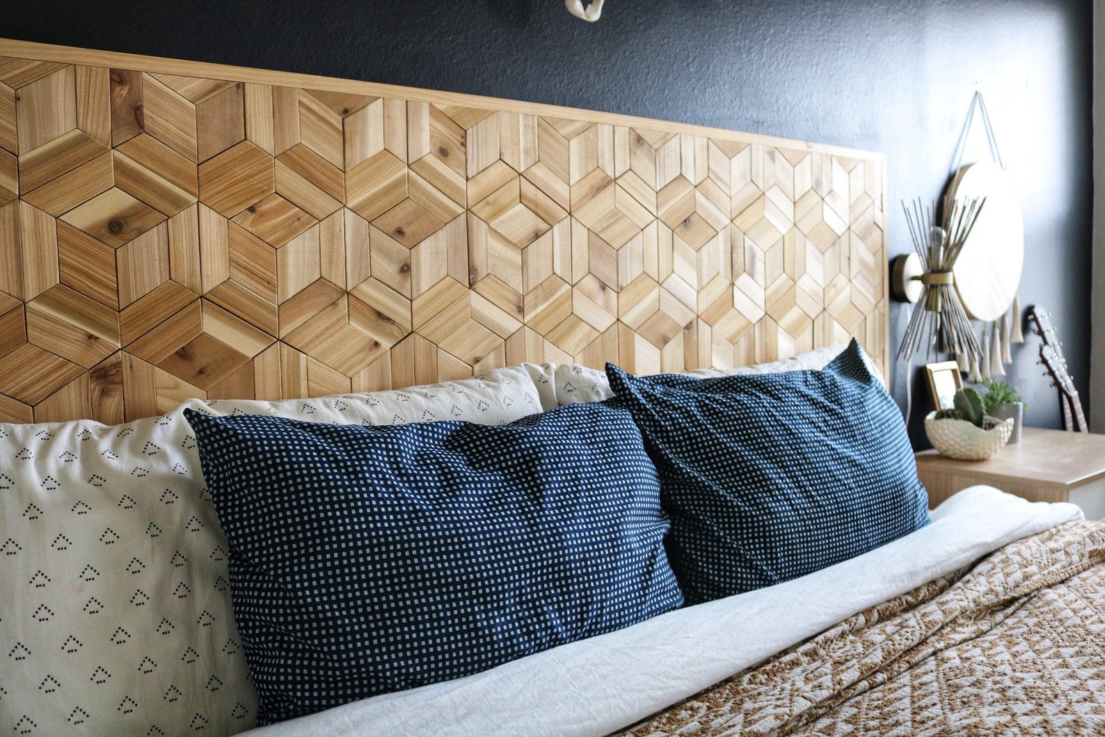 Geometric Headboard Rustic Wooden Headboard Modern Wood - Etsy