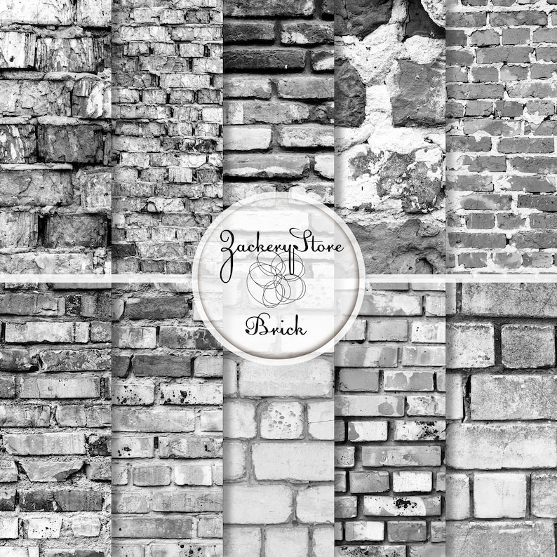 BRICK WALL Digital Scrapbook Craft Paper Pack Texture Set 10 Papers 300 ...