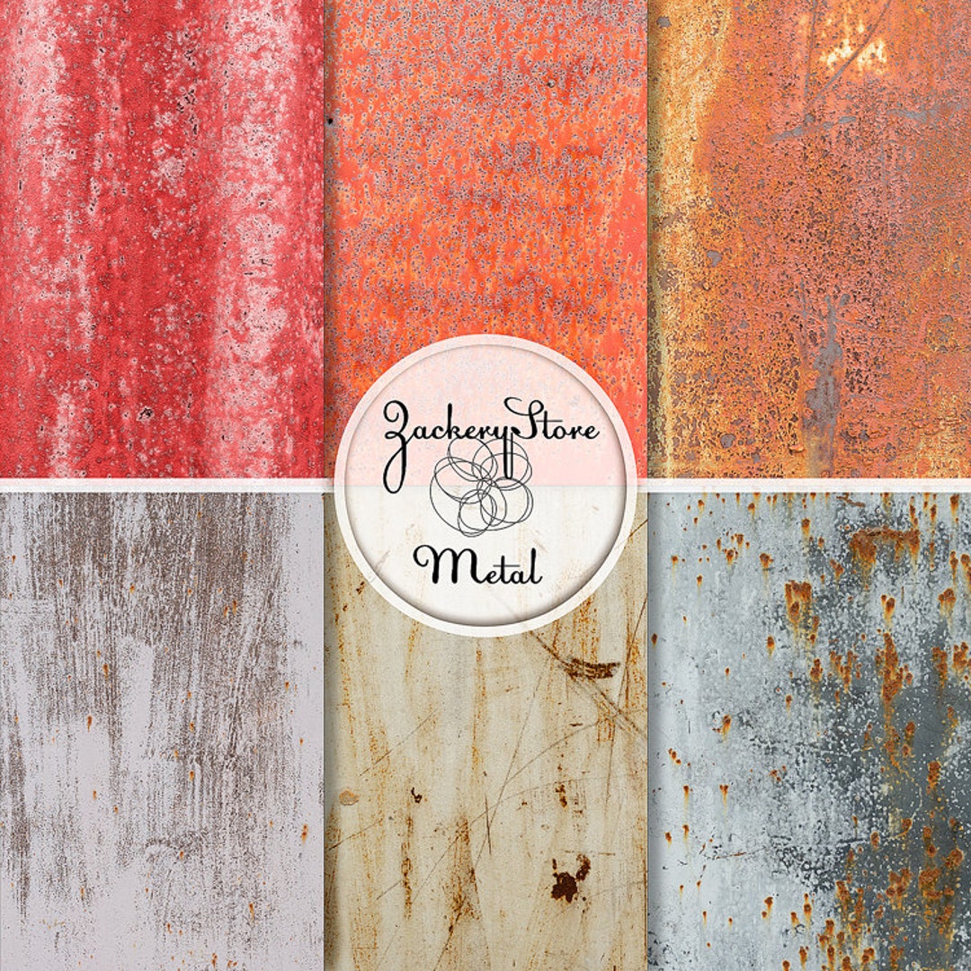 RUSTY METAL Digital Scrapbook Craft Paper Pack Texture Set 6 Papers 300 ...