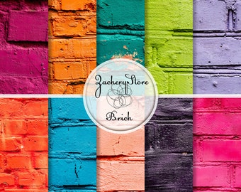 BRICK WALL Digital Scrapbook Craft Paper Pack Texture Set 10 | Etsy