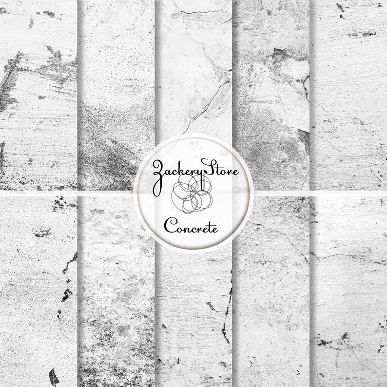 CONCRETE WALL Digital Scrapbook Craft Paper Pack Texture Set 10 Papers ...