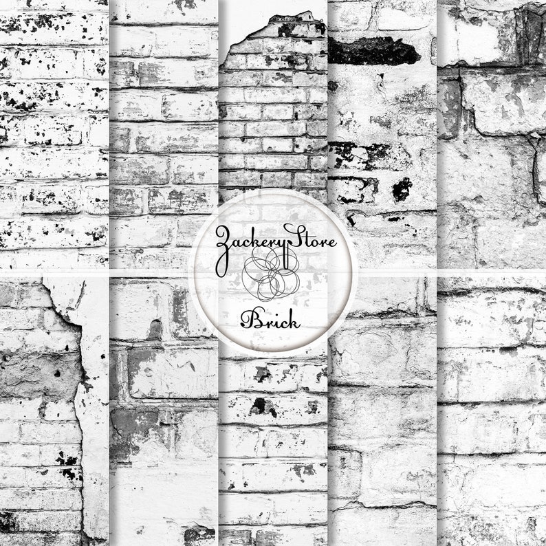 BRICK WALL Digital Scrapbook Craft Paper Pack Texture Set 10 Papers 300 ...
